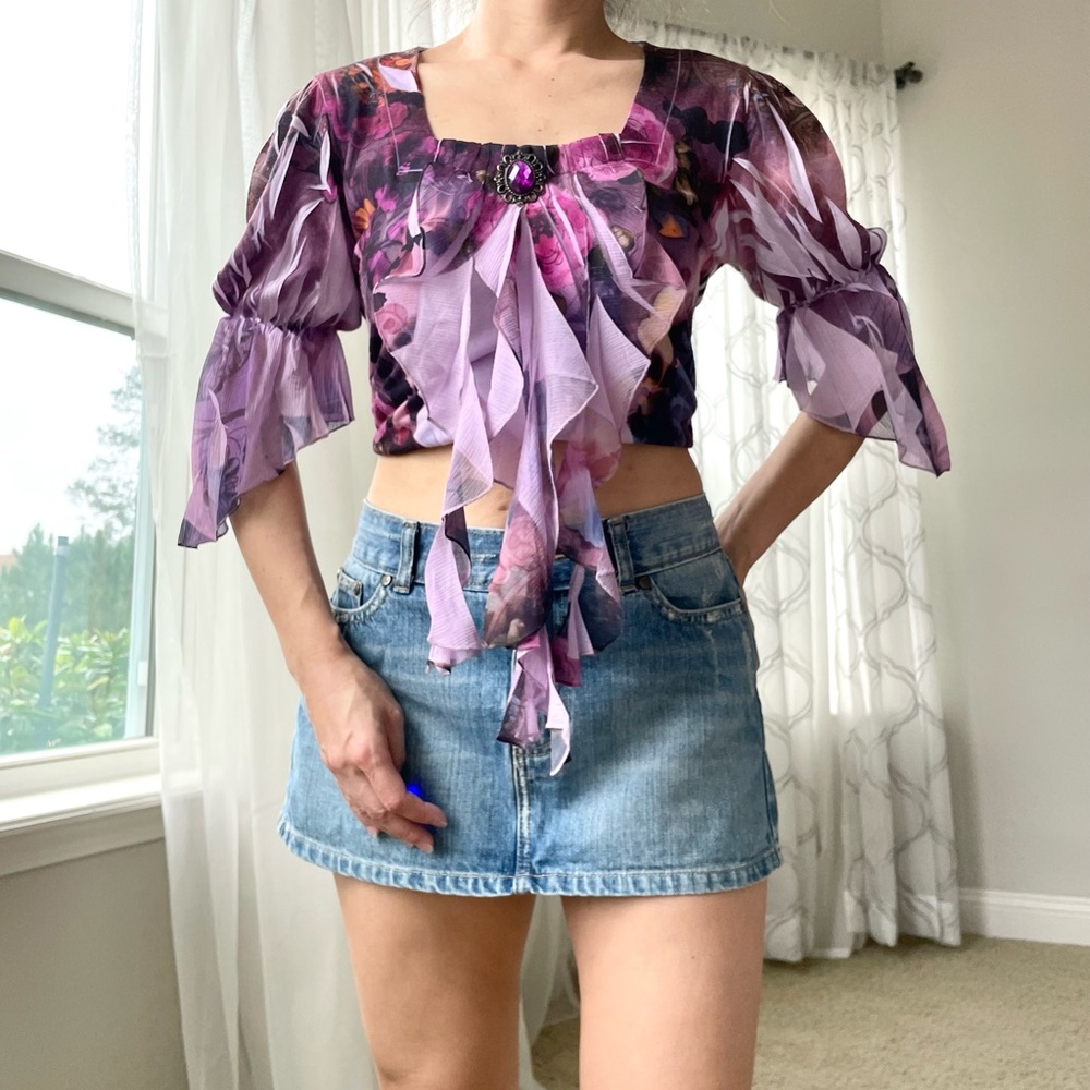 Y2k Ruffled Boho Top - Gem